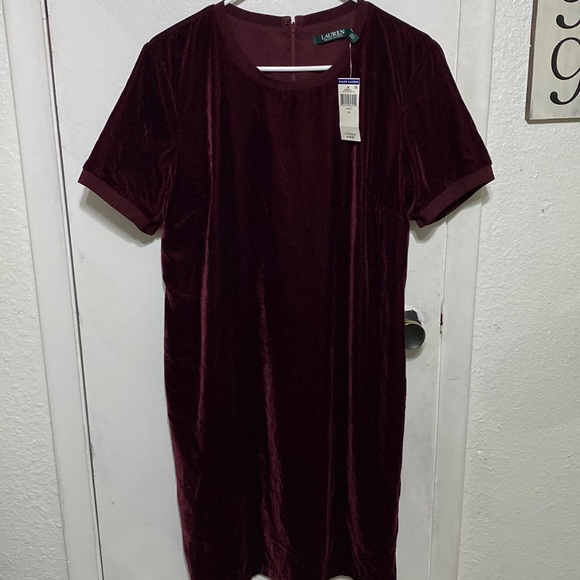 Lauren Ralph Lauren | Dresses | Lauren Ralph Lauren Maroon Velour Dress ...